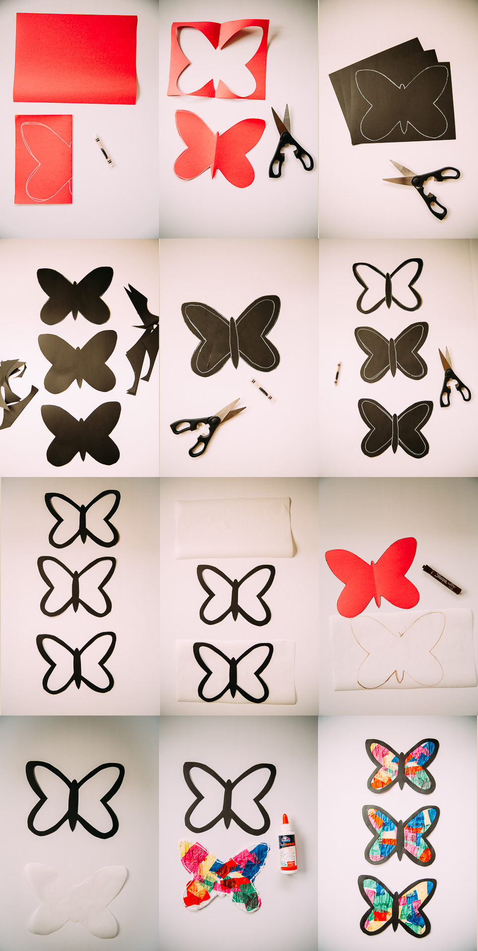 Tissue Paper Stained Glass Butterflies Live Love Simple 