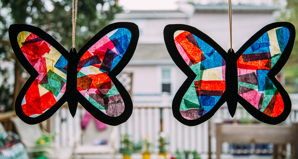 Tissue Paper Stained Glass Butterflies Live Love Simple